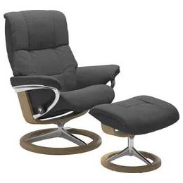 Relaxsessel stressless "Mayfair" Sessel Gr. ROHLEDER Stoff Q2 FARON, Signature Base Eiche, Relaxfunktion-Drehfunktion-PlusTMSystem-Gleitsystem-BalanceAdaptTM, B/H/T: 92cm x 103cm x 79cm, grau (dunkelgrau q2 faron) mit Hocker, Signature Base, Größe S, M & L, Gestell Eiche