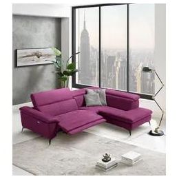 Ecksofa Egoitaliano "Martine" Sofas Gr. B/H/T: 272cm x 96cm x 203cm, Luxus-Microfaser BLUSH, Ottomane rechts, mit elektrischer Relaxfunktion-mit manueller Kopfteilverstellung, pink (fuchsia) mit Ottomane, elektrischer Relaxfunktion und Kopfteilverstellung