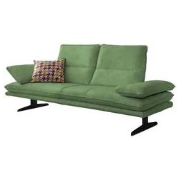 2-Sitzer W.Schillig "broadway" Sofas Gr. B/H/T: 216cm x 94cm x 96cm, Longlife Xtra-Leder Z69, Longchair links, mit Sitztiefenverstellung-mit Kopfteilverstellung-mit Seitenteilverstellung, grün (grün z69) Sitztiefenverstellung, Kopfteil- & Seitenteilverstellung, Breite 216cm