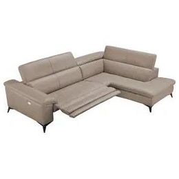 Ecksofa Egoitaliano "Martine" Sofas Gr. B/H/T: 272cm x 96cm x 203cm, Leder BULL, Ottomane rechts, mit elektrischer Relaxfunktion-mit manueller Kopfteilverstellung, beige (safari) mit Ottomane, elektrischer Relaxfunktion und Kopfteilverstellung