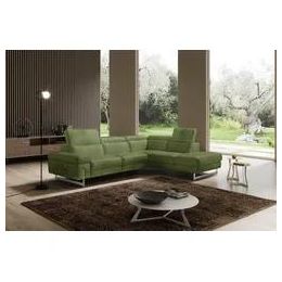 Ecksofa Egoitaliano "Candice" Sofas Gr. B/H/T: 278cm x 100cm x 221cm, Luxus-Microfaser BLUSH, Ottomane rechts, mit Relaxfunktion, grün (kiwi) inkl. 2 elektrischer Relaxfunktionen, Bedienung über Taste an Armlehne