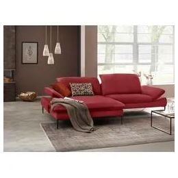 Ecksofa W.Schillig "enjoy&MORE" Sofas Gr. B/H/T: 294cm x 87cm x 185cm, Longlife Xtra-Leder Z59, Recamiere links, mit Kopfteilverstellung-mit Armlehnenverstellung-mit Sitztiefenverstellung, rot (ruby red z59) Sitztiefenverstellung, Füße schwarz pulverbeschichtet, Breite 294 cm