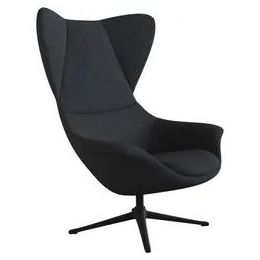 Ohrensessel FLEXLUX "Stilo Relaxsessel, TV-Sessel" Sessel Gr. Lederoptik, B/H/T: 90cm x 115cm x 88cm, schwarz (gorilla black) Solitär, Stil-Ikone, drehbar, Fuß