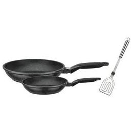 Pfannen-Set GSW "Titanium Granit", schwarz, Ø:28cm, Pfannen, kratzfeste TITAN Antihaft-Versiegelung, inkl. Wender, Induktion