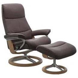 Relaxsessel stressless "View" Sessel Gr. Material Bezug, Cross Base Eiche, Ausführung / Funktion, Maße B/H/T, rot (bordeaux) mit Signature Base, Größe M,Gestell Eiche