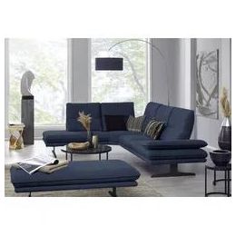 Ecksofa W.Schillig "broadway" Sofas Gr. B/H/T: 284cm x 94cm x 224cm, Stoff S37, Ottomane links, mit Sitztiefenverstellung-mit Kopfteilverstellung-mit Seitenteilverstellung, blau (dunkelblau s37) Sitztiefenverstellung, Kopfteil- & Seitenteilverstellung, Breite 284cm