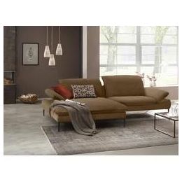 Ecksofa W.Schillig "enjoy&MORE" Sofas Gr. B/H/T: 294cm x 87cm x 185cm, Stoff S37, Recamiere links, mit Kopfteilverstellung-mit Armlehnenverstellung-mit Sitztiefenverstellung, braun (chocolate s37) Sitztiefenverstellung, Füße schwarz pulverbeschichtet, Breite 294 cm