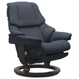 Relaxsessel stressless "Reno" Sessel Gr. Microfaser DINAMICA, PowerTM Leg & Back-Classic Base Wenge-L, B/H/T: 88cm x 98cm x 77cm, blau (blue dinamica) elektrisch verstellbar, optional 2-motorisch, Größe M & L