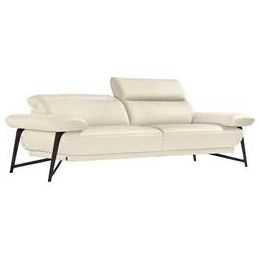 2,5-Sitzer Egoitaliano "Anais, Designsofa mit hohem Sitzkomfort, Designfuß" Sofas Gr. B/H/T: 232cm x 74cm x 106cm, Leder BULL, beige (cremeweiß) inkl. verstellbarer Kopfteile