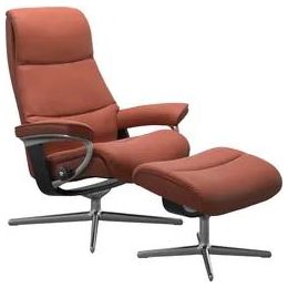 Relaxsessel stressless "View" Sessel Gr. Leder PALOMA, Cross Base Schwarz, Relaxfunktion-Drehfunktion-PlusTMSystem-Gleitsystem-BalanceAdaptTM, B/H/T: 82cm x 109cm x 81cm, rot (henna paloma) mit Cross Base, Größe S, M & L, Holzakzent Schwarz