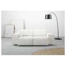 2-Sitzer Andas "Glimminge auch in Breitcord + Feincord Easy care-Bezug" Sofas Gr. B/H/T: 194cm x 71cm x 101cm, Chenille-Struktur, weiß besondere Kedernähte,, Zierkissen