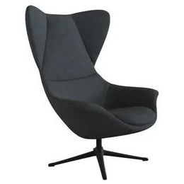 Ohrensessel FLEXLUX "Stilo Relaxsessel, TV-Sessel" Sessel Gr. Lederoptik, B/H/T: 90cm x 115cm x 88cm, grau (shark grey) Solitär, Stil-Ikone, drehbar, Fuß schwarz