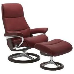 Relaxsessel stressless "View" Sessel Gr. Leder PALOMA, Cross Base Wenge, Relaxfunktion-Drehfunktion-PlusTMSystem-Gleitsystem-BalanceAdaptTM, B/H/T: 78cm x 108cm x 78cm, rot (cherry paloma) mit Signature Base, Größe S,Gestell Wenge