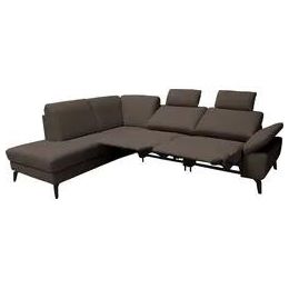 Ecksofa Alina Sofas Gr. B/H/T: 243cm x 118cm x 210cm, Struktur GBA, Ottomane links, mit Relaxfunktion und Armlehnenverstellung, braun (dunkelbraun gba 24) inkl. Kopfstützen, wahlweise mit Relaxfunktion, Breite: 243 cm