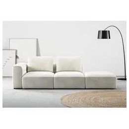 Chaiselongue RAUM.ID "Cushid", grau (hellgrau), B:273cm H:62cm T:109cm, 88% Polyester, 12% Polyacryl, Sofas, Modul-Sofa, bestehend aus 2-Sitzer und Hocker