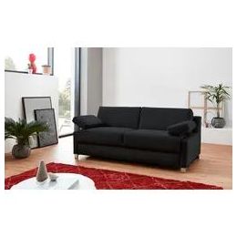 Schlafsofa Bali "Viola" Sofas Gr. 140cm x 200cm, Gelschaummatratze, 7-Zonen-Kaltschaummatratze mit Gelformauflage-Matratzenbezug abnehmbar und bis 60 Grad waschbar (gem. Etikett)-Premium: Ergoflex Lattenrost mit Gelformmatratze-antiallergischer Medicare-Bezug-optimale Druckentlastung-stabile Ergoflex - Unterfederung-temeraturneutrale Dauerelastizität, grau (anthrazit) mit Seitenkissen