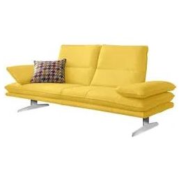 2,5-Sitzer W.Schillig "broadway" Sofas Gr. B/H/T: 236cm x 94cm x 96cm, Longlife Xtra-Leder Z69, Longchair links, mit Sitztiefenverstellung-ohne Kopfteilverstellung-ohne Seitenteilverstellung, gelb (lemon z69) Sitztiefenverstellung, Kopfteil- & Seitenteilverstellung, Breite 236cm