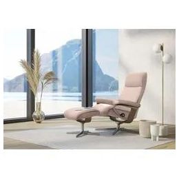 Relaxsessel stressless "View" Sessel Gr. ROHLEDER Stoff Q2 FARON, Cross Base Eiche, Relaxfunktion-Drehfunktion-PlusTMSystem-Gleitsystem-BalanceAdaptTM, B/H/T: 91cm x 110cm x 85cm, pink (light q2 faron) mit Cross Base, Größe S, M & L, Holzakzent Eiche