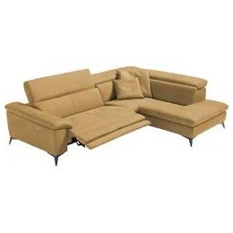 Ecksofa Egoitaliano "Martine", braun (cognac), B:272cm H:96cm T:203cm, Luxus-Micofaser Lederoptik (100% Polyester) ist ein neues technisches Gewebe mit einem visuellen und taktilen Aspekt, der dem Nubuk sehr nahe kommt, mit innovativen Eigenschaften. Seine außerordentliche Weichheit kommt von einem exklusiven Produktionsprozess, der Unreinheiten und Unregelmäßigkeiten beseitigt. Das Ergebnis ist e