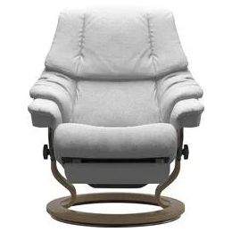 Relaxsessel stressless "Reno" Sessel Gr. ROHLEDER Stoff Q2 FARON, PowerTM Leg & Back-Classic Base Eiche, B/H/T: 88cm x 98cm x 77cm, grau (light grey q2 faron) elektrisch verstellbar, optional 2-motorisch, Größe M & L