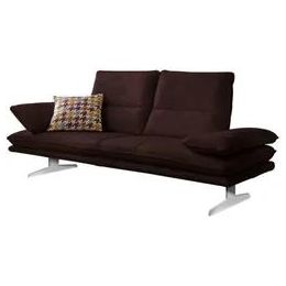 2-Sitzer W.Schillig "broadway" Sofas Gr. B/H/T: 216 cm x 94 cm x 96 cm, Longlife Xtra-Leder Z69, Longchair links, mit Sitztiefenverstellung-mit Kopfteilverstellung-ohne Seitenteilverstellung, braun (mocca z69) Sitztiefenverstellung, Kopfteil- & Seitenteilverstellung, Breite 216cm