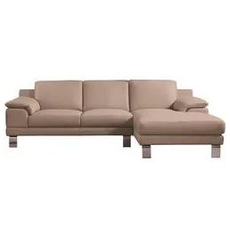 Ecksofa Egoitaliano "Shakira, Design und super Sitzkomfort auf hohem Niveau, tolle Details" Sofas Gr. B/H/T: 236cm x 84cm x 152cm, Leder BULL, Recamiere rechts, weiß (paper) mit Recamiere, L-Form, edle Füße