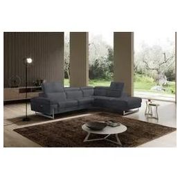 Ecksofa Egoitaliano "Candice, elegant, edel und bequem, erstklassiger Sitzkomfort, L-Form", grau (charcoal), B:278cm H:100cm T:221cm, Sofas, inkl. 2 elektrischer Relaxfunktionen, Bedienung über Taste an Armlehne