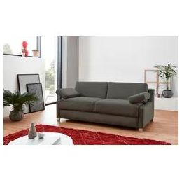 Schlafsofa Bali "Viola" Sofas Gr. 140cm x 200cm, Kaltschaummatratze, Basic: Gitterrostunterfederung mit Kaltschaummatratze, grau mit Seitenkissen