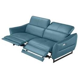 2,5-Sitzer Egoitaliano "Dafne" Sofas Gr. B/H/T: 208cm x 97cm x 108cm, Leder BULL, mit elektrischer Relaxfunktion, blau (türkis) mit und ohne elektrischer Relaxfunktion, Kopfteile manuell verstellbar