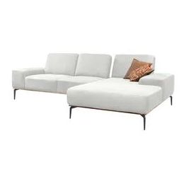 Ecksofa W.Schillig "run" Sofas Gr. B/H/T: 279cm x 88cm x 178cm, Longlife Xtra-Leder Z73, Recamiere rechts, mit Sitztiefenverstellung, weiß (weiß z73) mit Holzsockel, Füße in Schwarz pulverbeschichtet, Breite 279 cm