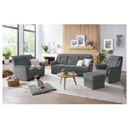 Polstergarnitur VILLA BECK "Lugano" Sitzmöbel-Sets Gr. Flachgewebe, Kopfteilverstellung, grau (7 anthrazit) Kopfteilverstellung, in Sitzhöhe 46 cm, 3-Sitzer und 2x Sessel Bestseller