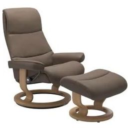 Relaxsessel stressless "View" Sessel Gr. Leder BATICK, Cross Base Eiche, Relaxfunktion-Drehfunktion-PlusTMSystem-Gleitsystem, B/H/T: 78cm x 105cm x 78cm, braun (mole batick) mit Classic Base, Größe S,Gestell Eiche