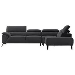 Ecksofa NICOLETTI HOME Sofas Gr. B/H/T: 287cm x 72cm x 227cm, Leder TOUCH, Ottomane rechts, schwarz (nero) Breite 287 cm, verstellbare Kopfstütze, Ottomane links oder rechts