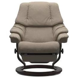 Relaxsessel stressless "Reno" Sessel Gr. ROHLEDER Stoff Q2 FARON, PowerTM Leg & Back-Classic Base Braun, B/H/T: 79cm x 98cm x 78cm, beige (beige q2 faron) elektrisch verstellbar, optional 2-motorisch, Größe M & L