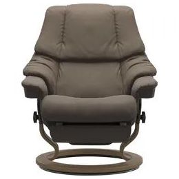 Relaxsessel stressless "Reno" Sessel Gr. Leder BATICK, PowerTM Leg & Back-Classic Base Eiche-L, B/H/T: 88cm x 98cm x 77cm, braun (mole batick) elektrisch verstellbar, optional 2-motorisch, Größe M & L