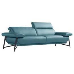 2,5-Sitzer Egoitaliano "Anais, Designsofa mit hohem Sitzkomfort, Designfuß", blau (türkis), B:232cm H:74cm T:106cm, Leder CAREZZA (echtes Rindsleder) ist ein Naturleder, dass die ursprünglichen Eigenschaften der Haut nicht verändert. Das Vorhandensein von verheilten Narben, Körnungsunterschiede, Falten, Adern, Unterschiede in den Farbtönen und andere Spuren, die die Natur auf diesen Fellen hinterl