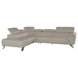 Ecksofa NICOLETTI HOME Sofas Gr. B/H/T: 285cm x 72cm x 227cm, Leder Torrello, Ottomane links, braun (tortora) Breite 285cm, mit verstellbarer Kopfstütze, Ottomane links oder rechts