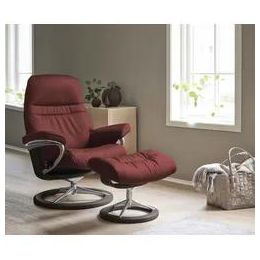 Relaxsessel stressless "Sunrise" Sessel Gr. Leder PALOMA, Relaxfunktion-Drehfunktion-PlusTMSystem-Gleitsystem-BalanceAdaptTM, B/H/T: 92cm x 105cm x 80cm, rot (cherry paloma) mit Signature Base, Größe L, Gestell Wenge