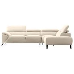 Ecksofa NICOLETTI HOME Sofas Gr. B/H/T: 287cm x 72cm x 227cm, Leder TOUCH, Ottomane rechts, beige (beige chiaro) Breite 287 cm, verstellbare Kopfstütze, Ottomane links oder rechts