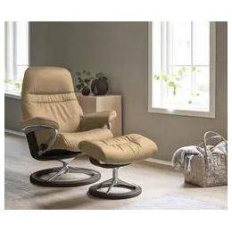 Relaxsessel stressless "Sunrise" Sessel Gr. Leder PALOMA, Relaxfunktion-Drehfunktion-PlusTMSystem-Gleitsystem-BalanceAdaptTM, B/H/T: 92cm x 105cm x 80cm, beige (sand paloma) mit Signature Base, Größe L, Gestell Wenge