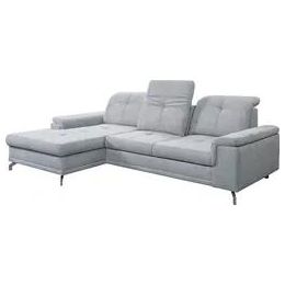 Ecksofa WERK2 "Meran L-Form" Sofas Gr. B/H/T: 270cm x 104cm x 170cm, Struktur weich, Recamiere links, Schlaffunktion, Bettkasten, verstellbare Kopfteile, Sitztiefenverstellung, grau (hellgrau) Schlafsofa mit Sitztiefenverstellung & verstellbaren Kopfteilen