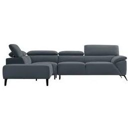 Ecksofa NICOLETTI HOME Sofas Gr. B/H/T: 287cm x 72cm x 227cm, Leder TOUCH, Ottomane links, blau (avio) Breite 287 cm, verstellbare Kopfstütze, Ottomane links oder rechts