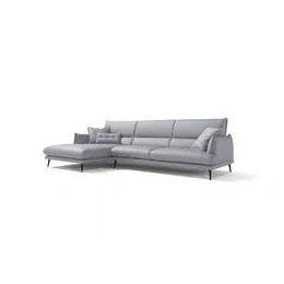 Ecksofa Egoitaliano "FUNNY, hochwertiges und aktuelles Design, bequeme Rückenlehne" Sofas Gr. B/H/T: 265cm x 90cm x 225cm, Leder, Recamiere links, grau (steinfarben) hochwertiger Sitzkomfort, L-Form