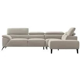 Ecksofa NICOLETTI HOME Sofas Gr. B/H/T: 287cm x 72cm x 227cm, Leder Torrello, Ottomane rechts, braun (tortora) Breite 287 cm, verstellbare Kopfstütze, Ottomane links oder rechts