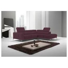 Ecksofa Egoitaliano "Claudie, Designsofa mit extrakomfortablem Sitzkomfort" Sofas Gr. B/H/T: 268cm x 97cm x 226cm, Luxus-Microfaser BLUSH, Recamiere rechts, mit Kopfteilverstellung, lila (plum) Inkl. Kopfteilverstellung, L-Form