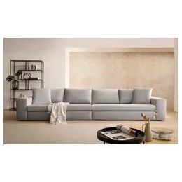 4-Sitzer Andas "SLEETLAND XXL in Samtvelours oder Vintage-Leder-Optik" Sofas Gr. B/H/T: 400 cm x 72 cm x 113 cm, Samtvelours, silberfarben (silver) besonders groß und bequem