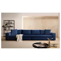 4-Sitzer Andas "SLEETLAND XXL in Samtvelours oder Vintage-Leder-Optik" Sofas Gr. B/H/T: 400 cm x 72 cm x 113 cm, Samtvelours, blau (navy blue) besonders groß und bequem