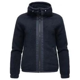 Sweatjacke Ragwear "Nordicka" Gr. XS (34), blau (dunkelblau) Damen Sweatjacken Sportliche Kapuzenjacke mit Kunstleder-Elementen