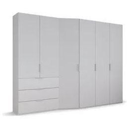 Drehtürenschrank Rauch "Wave" Schränke Gr. B/H/T: 297cm x 222cm x 60cm, 3 Schubkästen links, 6 St., grau (seidengrau) in 2 unterschiedlichen Tiefen, mit Soft-Close Funktion