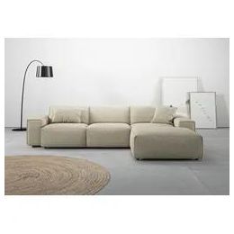 Ecksofa Andas "Glimminge auch in Breitcord, Feincord, Bouclé + Easy care-Bezug" Sofas Gr. B/H/T: 294cm x 71cm x 191cm, Bouclé, Recamiere rechts, beige (sand) L-Form, Breite 294, Zierkissen